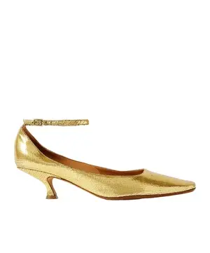 Calvin Klein Metallic Cracked-leather Pumps - No