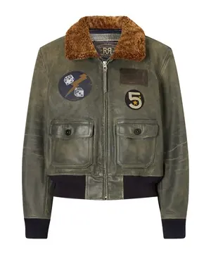 Ralph Lauren Harper Plush-trimmed Appliquéd Leather Bomber Jacket - No
