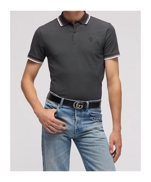 Gucci Cotton Piquet Polo Shirt With Embroidery - Dark Gray