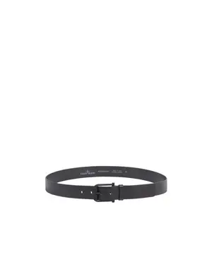 Stone Island Belt With Textured Buckle - Black