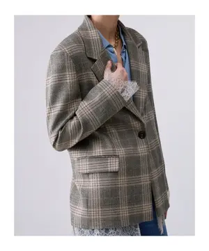 Liu Jo Check Blazer With Lace Details