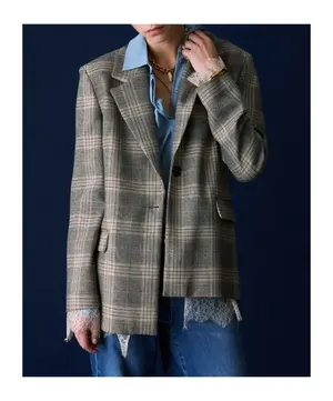 Liu Jo Check Blazer With Lace Details