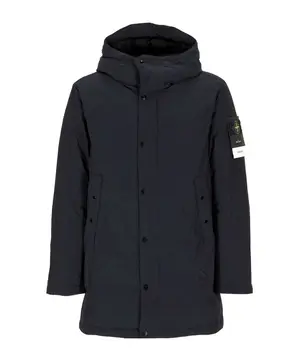 Stone Island Long Down Parka With Anti-drop Technology - Blue