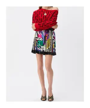Versace Printed Silk Twill Pleated Mini Skirt