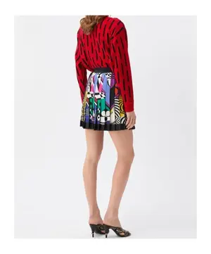Versace Printed Silk Twill Pleated Mini Skirt