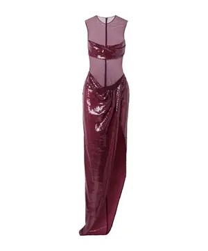 Alex Perry Asymmetric Paneled Draped Sequined Tulle Gown - No