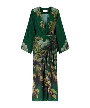Johanna Ortiz Printed Jacquard-satin Wrap Midi Dress