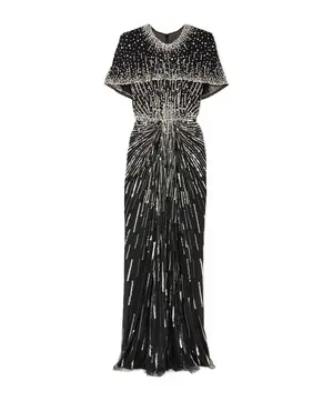 Jenny Packham Embellished Draped Tulle Gown - No