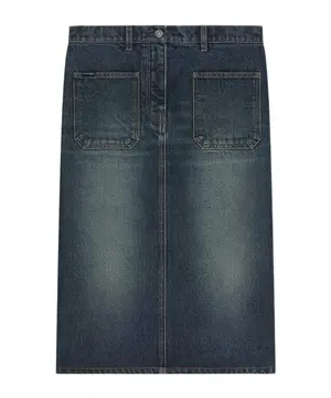 COURREGES Patch-pocket Denim Midi Skirt