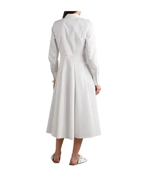 Lafayette 148 New York Draped Cotton-poplin Midi Shirt Dress