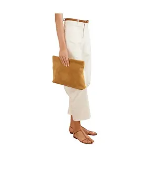 NILI LOTAN Solid Suede Clutch