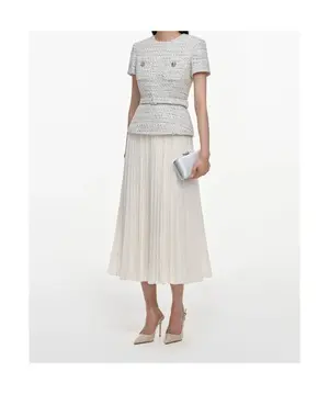 SELF-PORTRAIT Round Neck Short Sleeve Dress