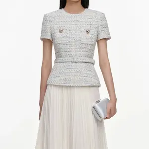 SELF-PORTRAIT Round Neck Short Sleeve Dress