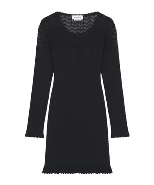 Alexander McQueen Pointelle Knit Mini Dress - Black