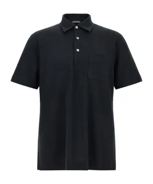 Zegna Chest Pocket Short-sleeved Polo Shirt - Blue
