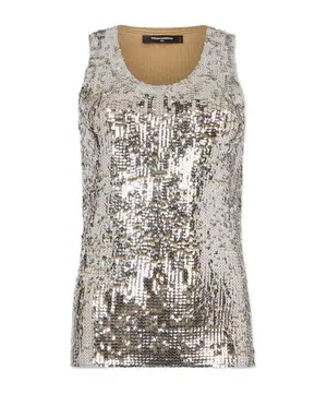 Dsquared2 Chic Night All Over Paillettes Tank Top - Silver