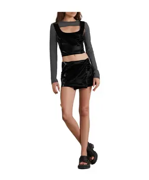 Alexander McQueen Cropped Striped Woven And Vinyl Tank