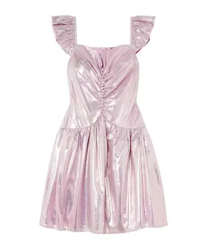 Batsheva Ruched Lamé Mini Dress - No