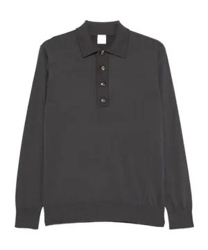 Eleventy Long-sleeve Knit Polo Shirt