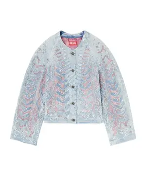 DIESEL® Jacket In Microstone Devoré Denim - Blue