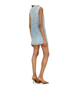 DIESEL® Mini Dress In Microstone Devore Denim