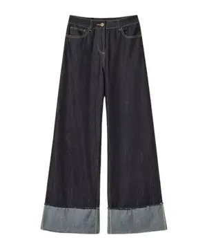 TWINSET Flared Jeans With Folded Hem - Blue