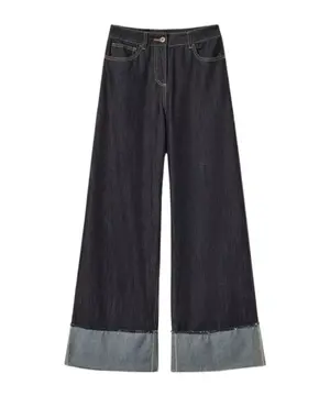 TWINSET Flared Jeans With Folded Hem - Blue