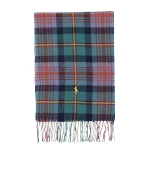 Polo Ralph Lauren Checked Fringe Scarf - Blue