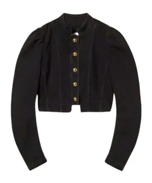 TWINSET Single-breasted Denim Jacket - Black