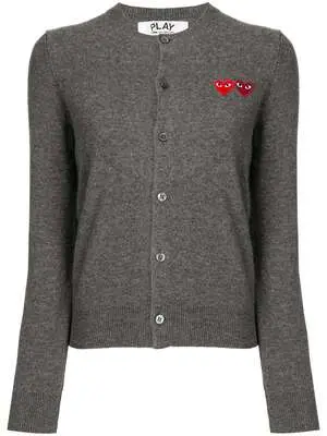 Play Comme Des Garcon Embroidery Love Decal Cardigan - Black