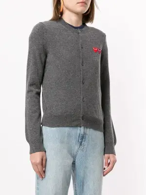 Play Comme Des Garcon Embroidery Love Decal Cardigan
