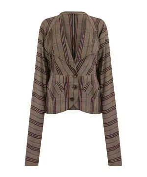 VIVIENNE WESTWOOD Cropped Checkered Blazer - Brown