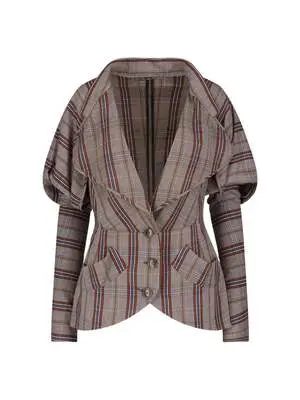 VIVIENNE WESTWOOD Cropped Checkered Blazer - Brown