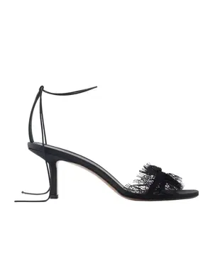 NEOUS Lace-trimmed Twill Sandals - Black