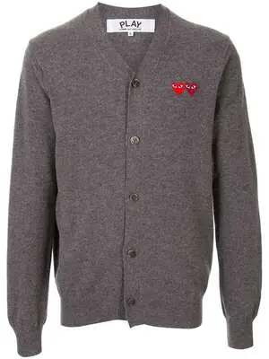 Play Comme Des Garcon Embroidered Logo Cardigan - Black
