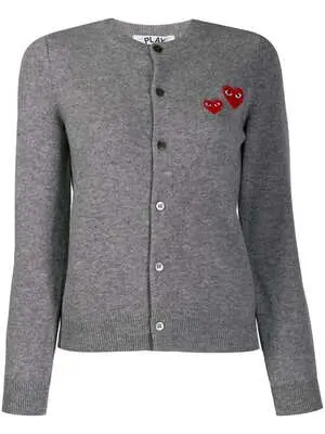 Play Comme Des Garcon Embroidered Cardigan - Gray