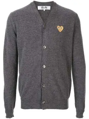 Play Comme Des Garcon Embroidered Logo Cardigan - Black