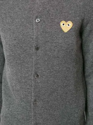 Play Comme Des Garcon Logo-patch Knitted Cardigan