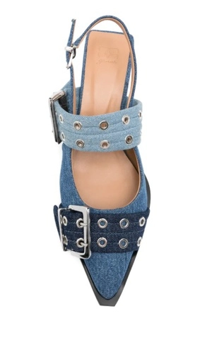 GANNI Buckle-detail Denim Pumps