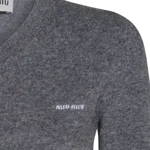 Miu Miu V-neck Wool Cardigan - Slate Grey