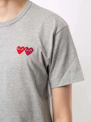 Play Comme Des Garcon Double-layer Heart-decal T-shirt