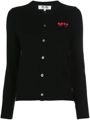 Play Comme Des Garcon Love Embroidered Cardigan - Black