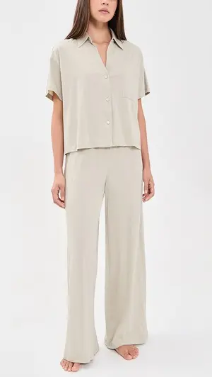 Eberjey Pima Cotton Pajama Set - Sandstone