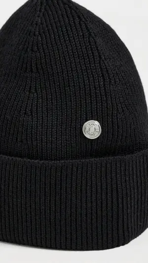 Acne Studios Krivi Ribbed Knit Beanie With Silver-tone Logo Button - Black