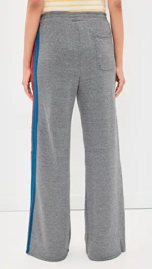 Aviator Nation 5 Stripe Wide Leg Sweatpants - Heather Grey