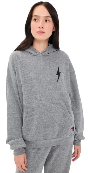 Aviator Nation Bolt Stitch Pullover Hoodie - Heather Grey