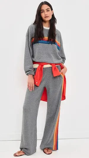Aviator Nation 5 Stripe Relaxed Crew Sweatshirt