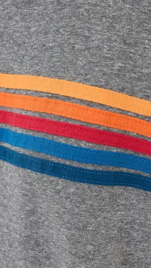 Aviator Nation 5 Stripe Relaxed Crew Sweatshirt - Heather Grey