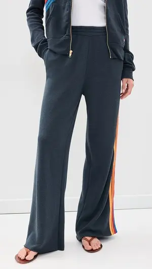 Aviator Nation 5 Stripe Wide Leg Sweatpants - Charcoal