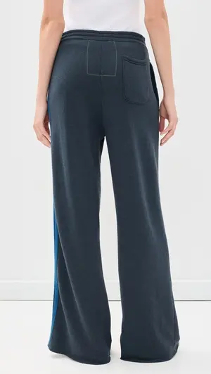Aviator Nation Wide Leg Sweatpants With Rainbow Stripes - Charcoal